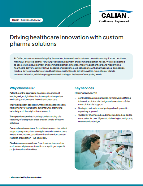 Driving healthcare innovation with custom pharma solutions - Calian Health
